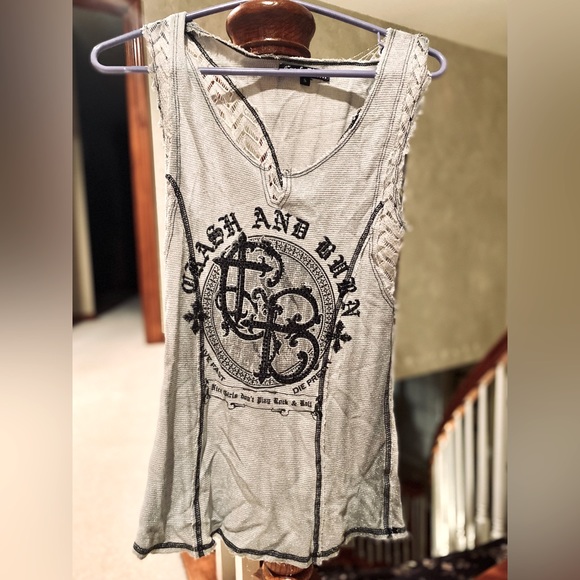 Crash & Burn | Tops | Rare Embellished Silver Tank | Poshmark